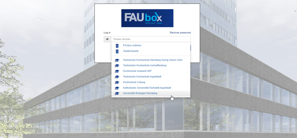 Registration - Login Guide for internal users - FAUbox