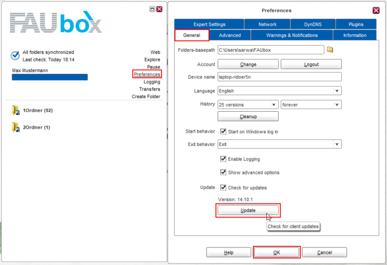 Client Update on Windows - FAUbox