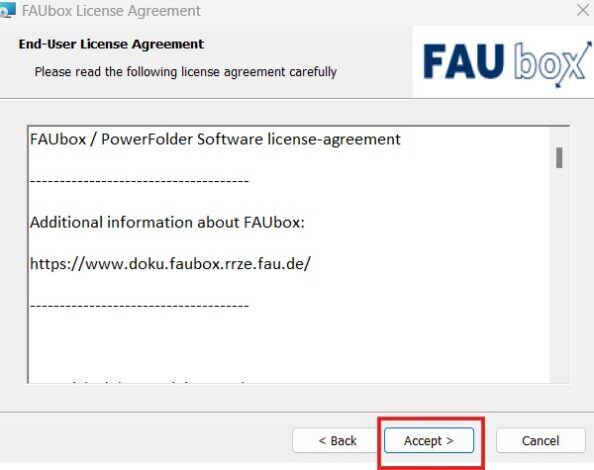 Installing on Windows - FAUbox